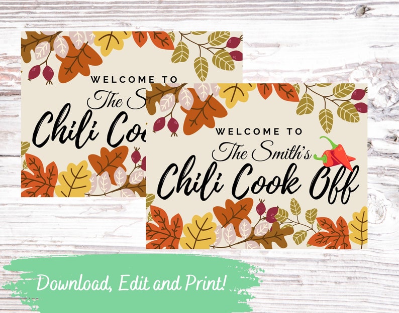 Editable and Printable Chili Cook off Yard Sign Template, Instant ...