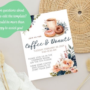 Coffee and Donuts Event Flyer and Event Sign Template Bundle (editable ...