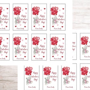 EDITABLE and Printable Valentine's Day Cute Bear Gift Tag - Etsy