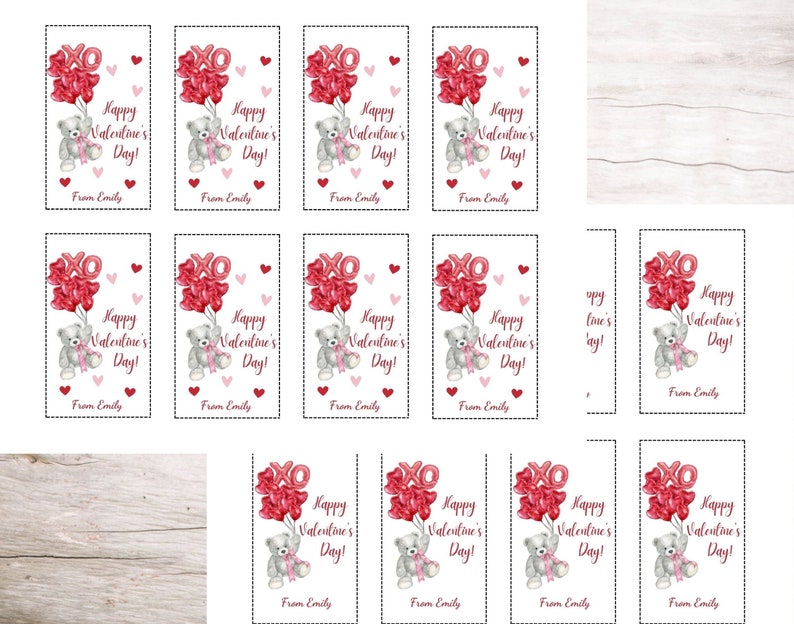 EDITABLE and Printable Valentine's Day Cute Bear Gift Tag - Etsy