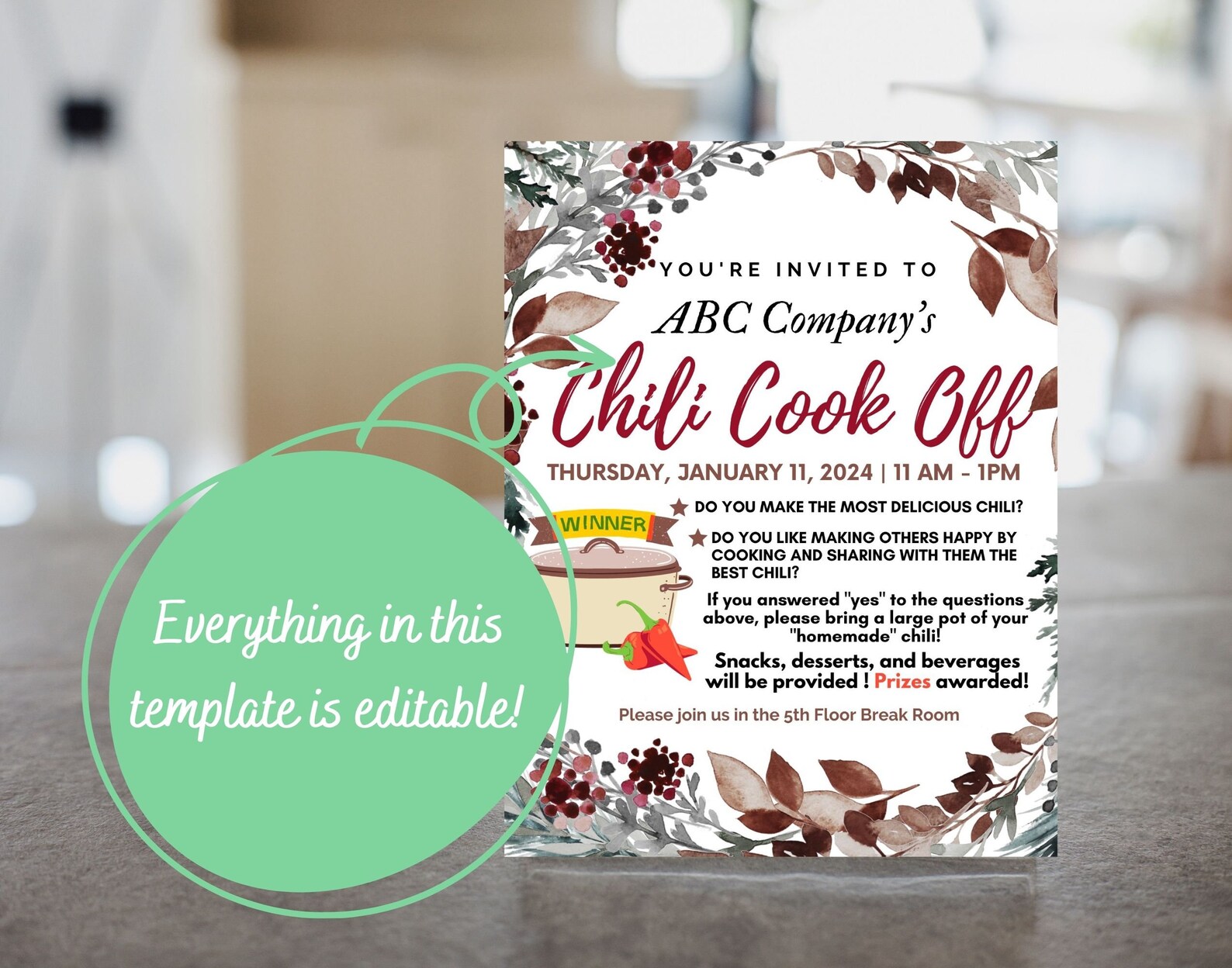 Chili Cook off Event Flyer Template, Winter Season Chili Cook off ...