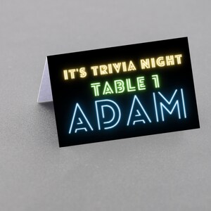 Editable Name Tent and Table Number Tent Trivia Night Template Bundle ...