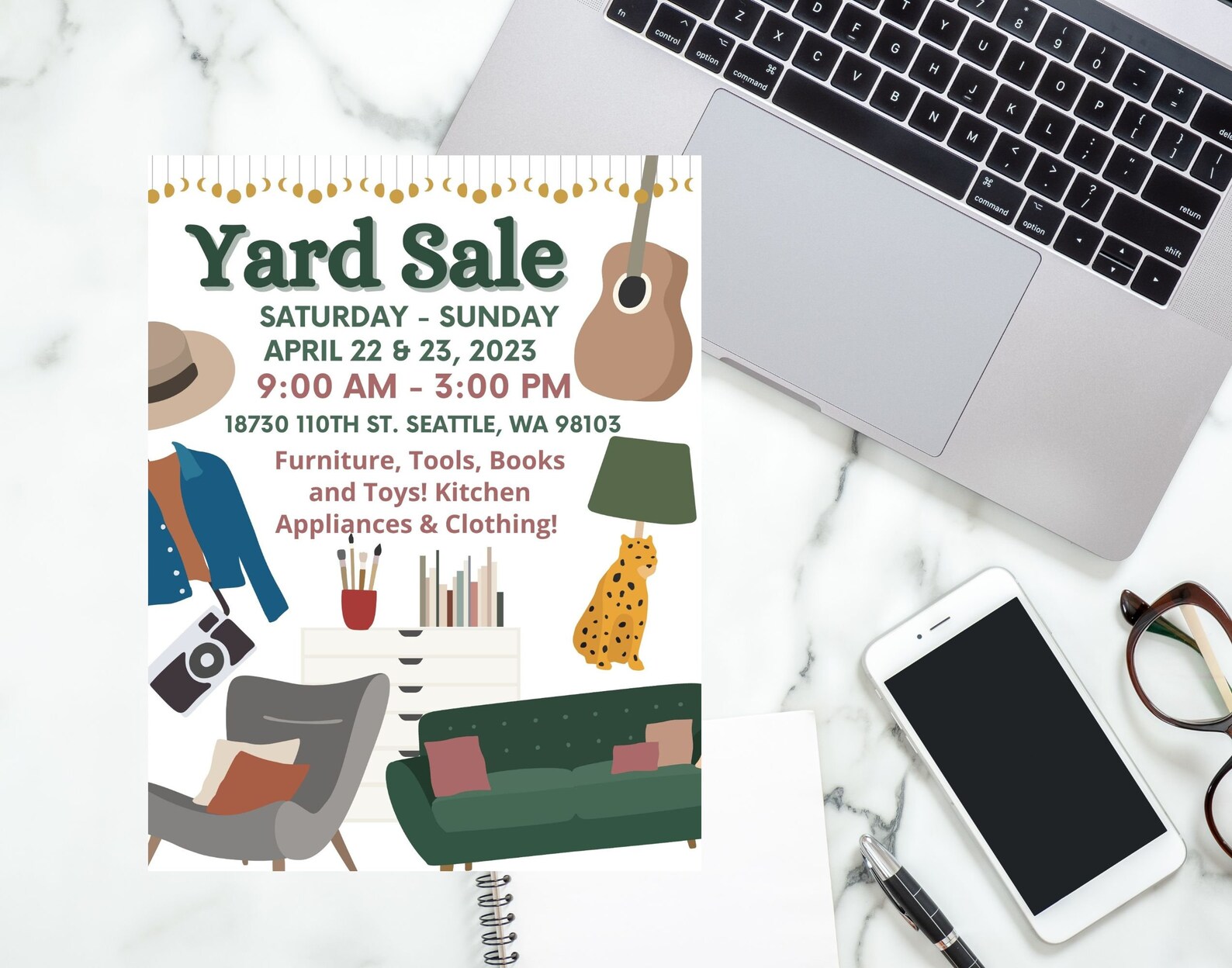 EDITABLE and Printable Yard Sale Announcement Flyer Template, Instant ...