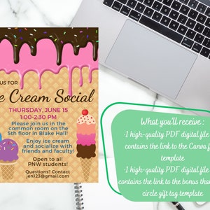 Ice Cream Social Event Invitation Flyer Template, Editable and ...