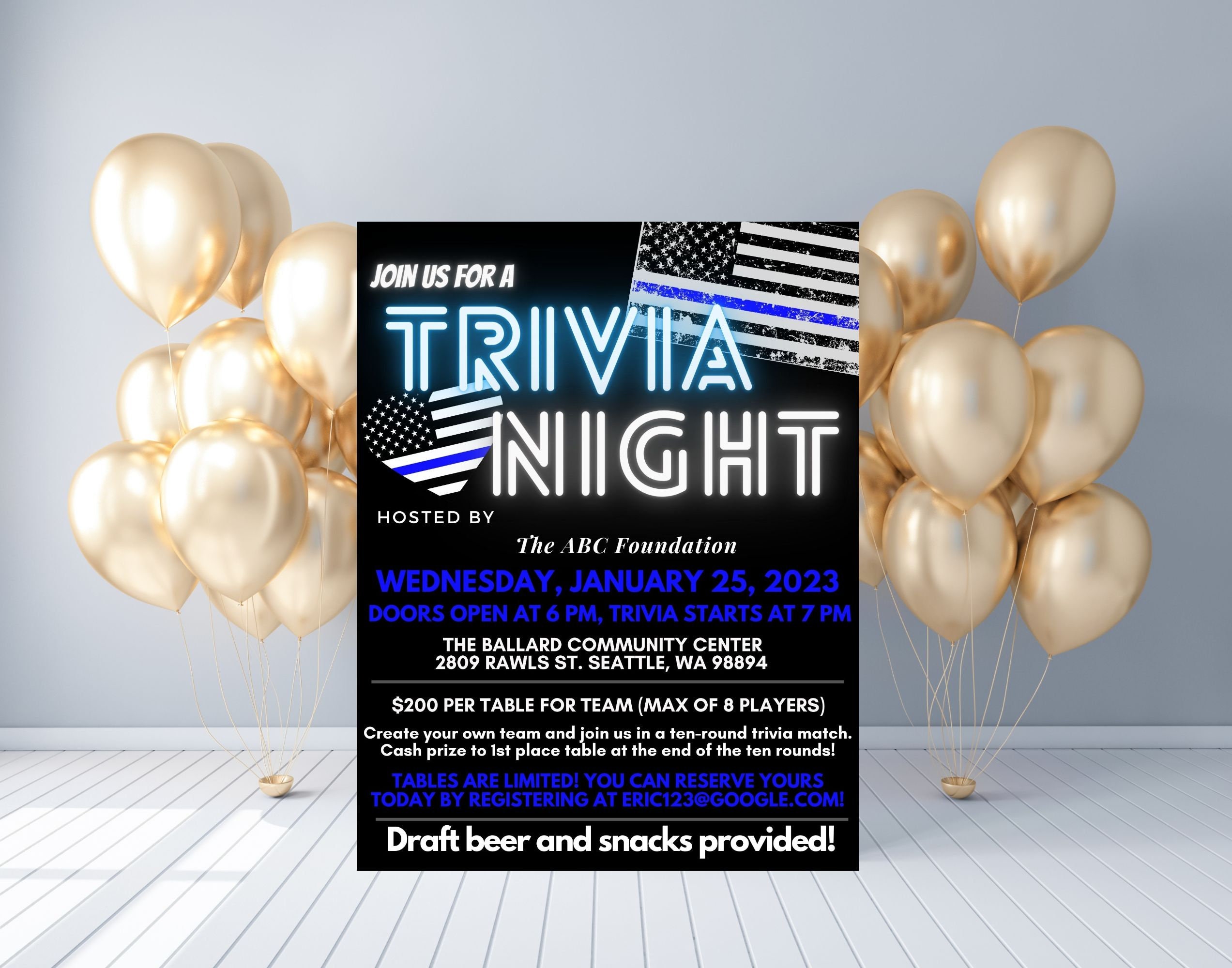 EDITABLE and Printable Police Themed Trivia Night Flyer Template ...