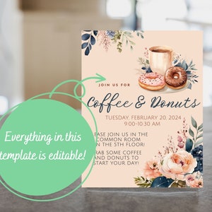 Coffee and Donuts Event Flyer Template (editable and Printable Digital ...