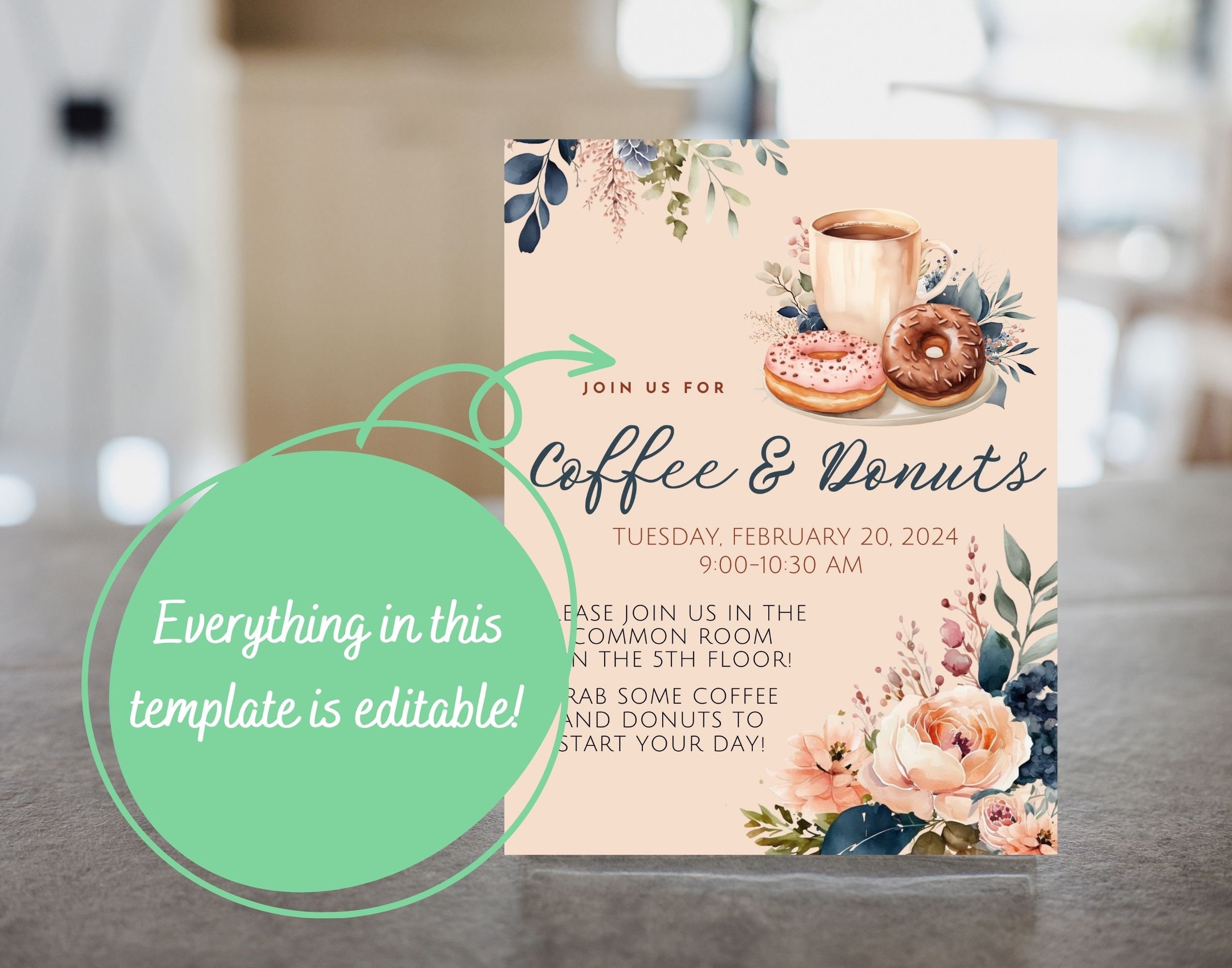 Coffee and Donuts Event Flyer Template (editable and Printable Digital ...