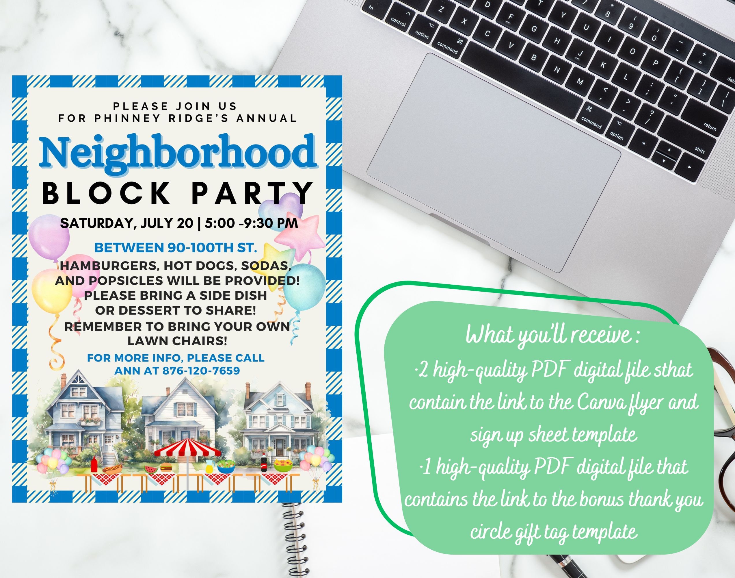 Neighborhood Block Party Flyer and Sign up Sheet Template Bundle ...