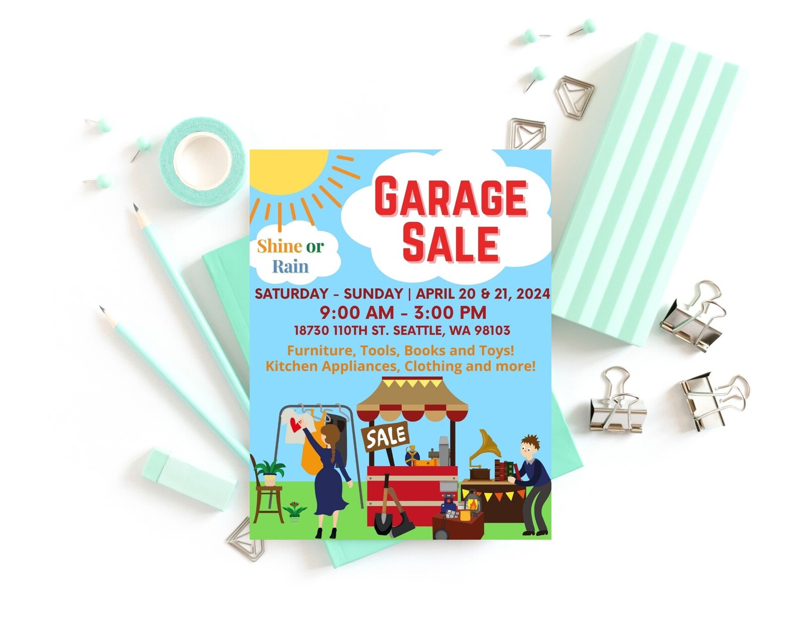 Garage Sale Announcement Flyer Template (editable and Printable Digital ...