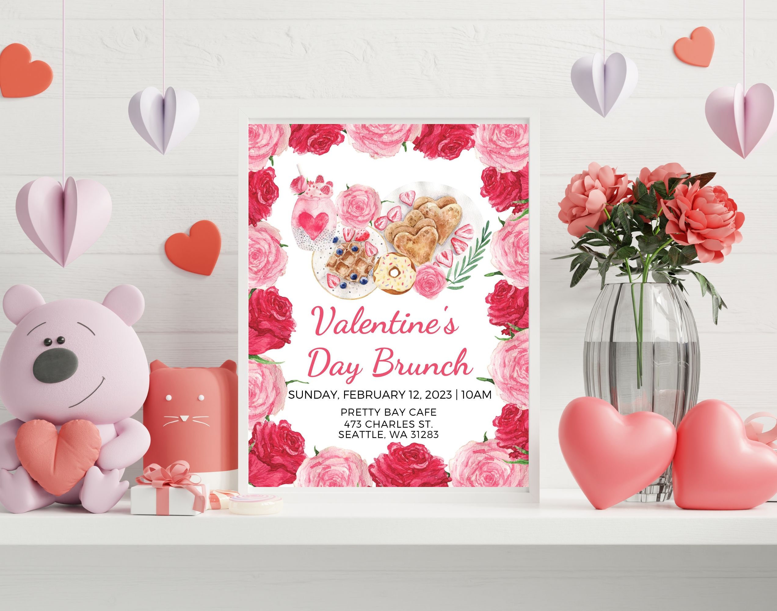 EDITABLE and Printable Valentine's Day Brunch Flyer Template, Instant ...