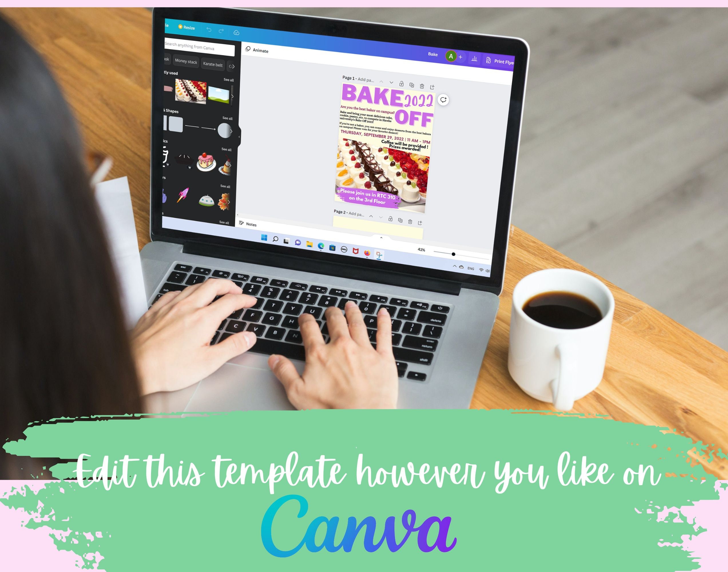 Editable and Printable Bake off Invitation Flyer Template for School ...