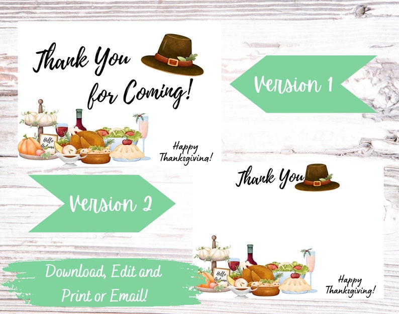 EDITABLE and Printable Friendsgiving Potluck Thank You Flat Cards ...