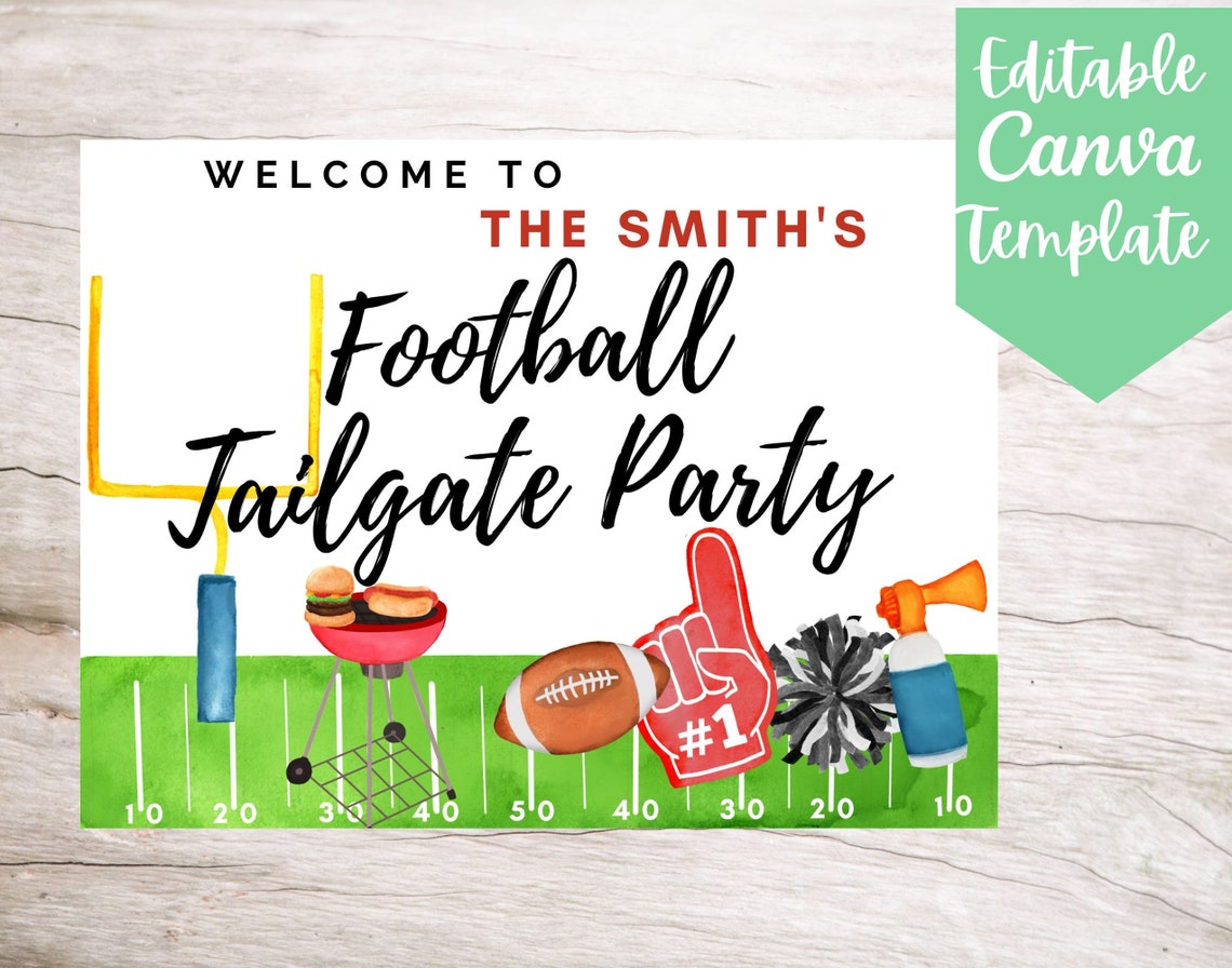 Editable and Printable Football Tailgate Party Yard Sign Template ...