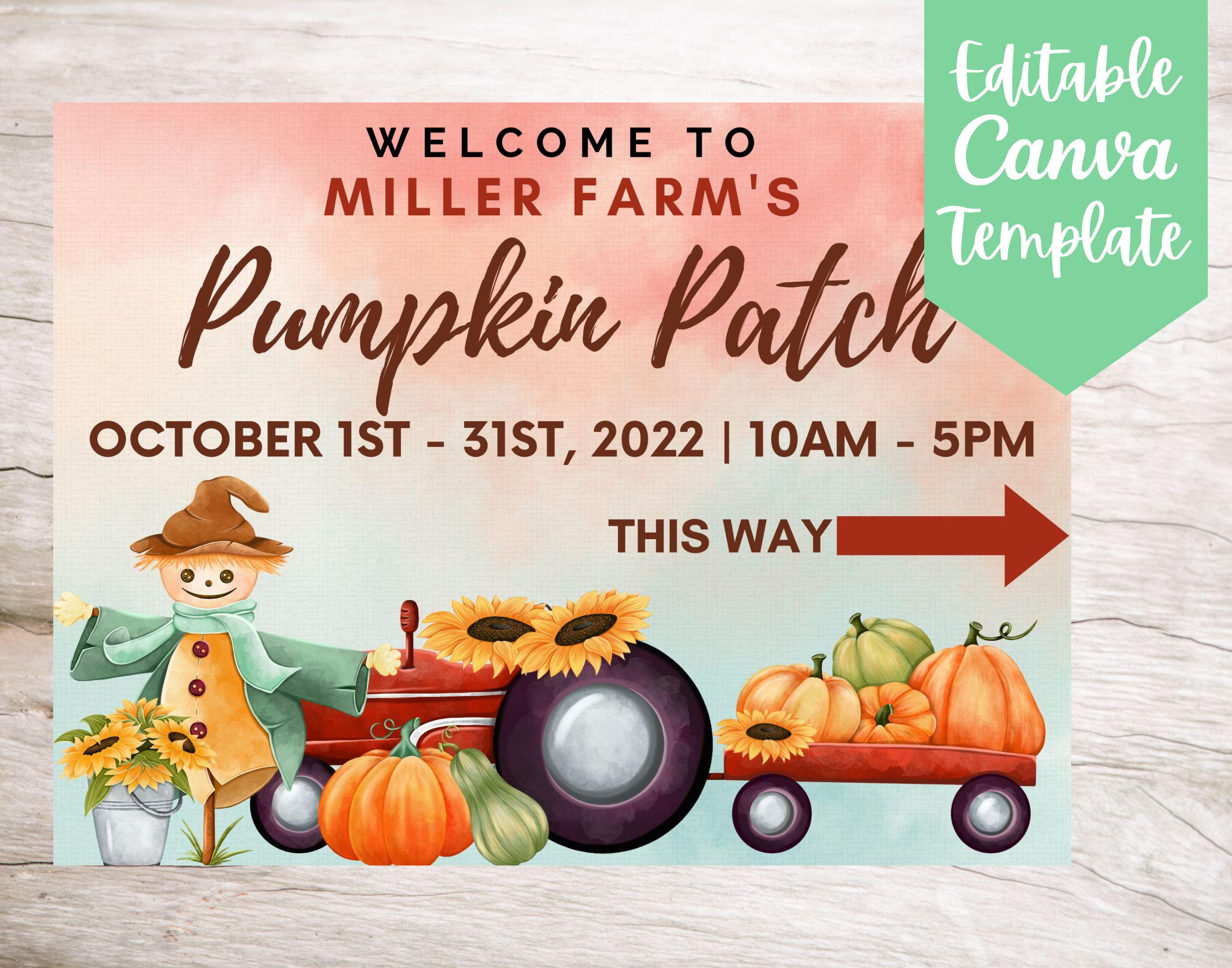 Editable and Printable Fall Pumpkin Patch Yard Sign Template, Instant ...
