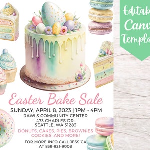 EDITABLE and Printable Easter Bake Sale Flyer Template, Instant ...