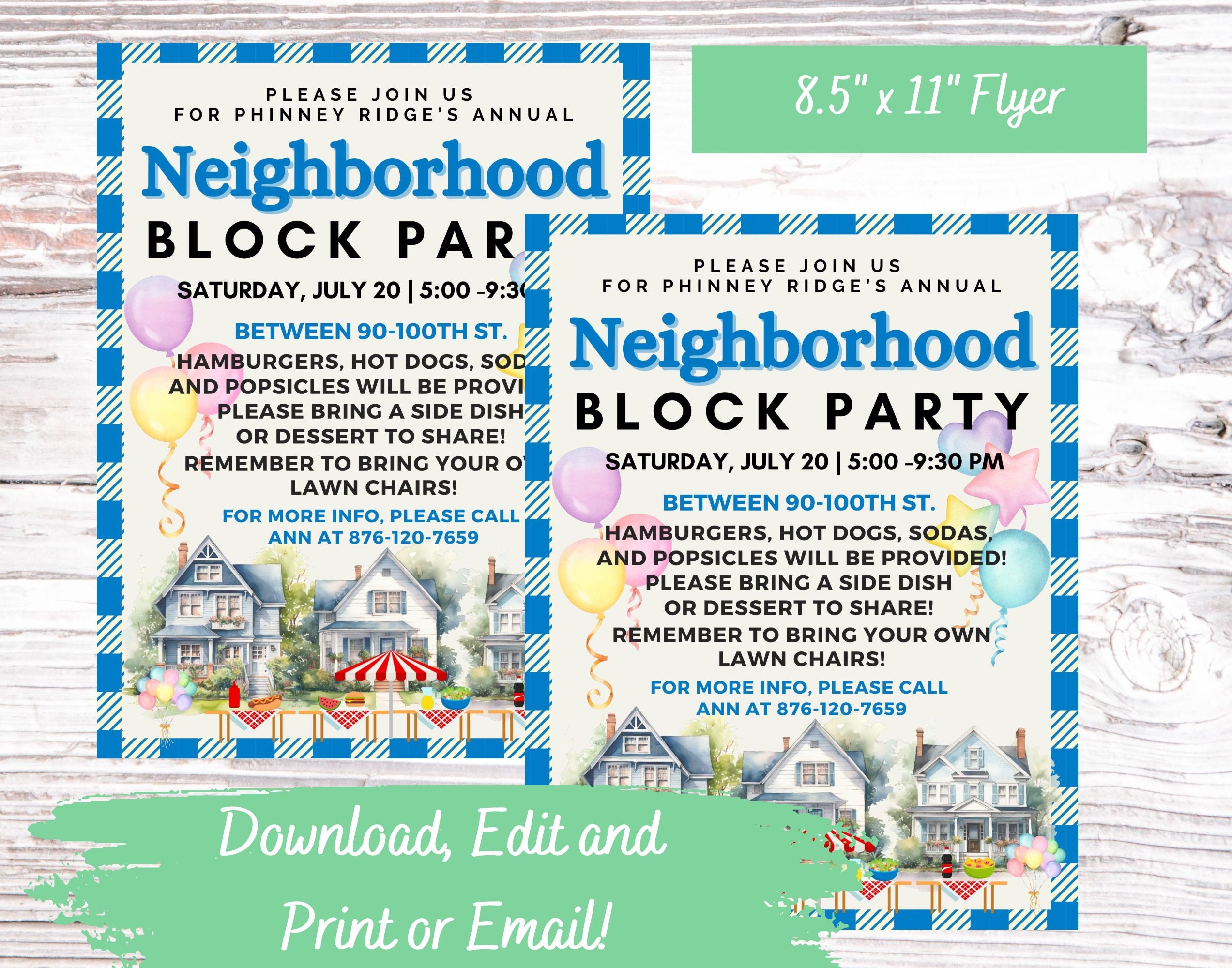 Neighborhood Block Party Invitation Flyer Template, Editable and ...