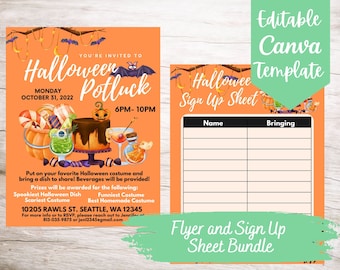 EDITABLE and Printable Thanksgiving Potluck Flyer and Sign up Sheet ...