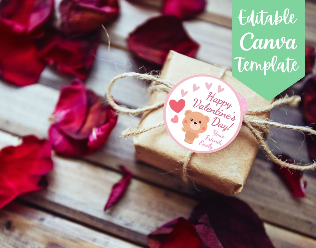 EDITABLE and Printable Valentine's Day Teddy Bear Gift Tag Template ...