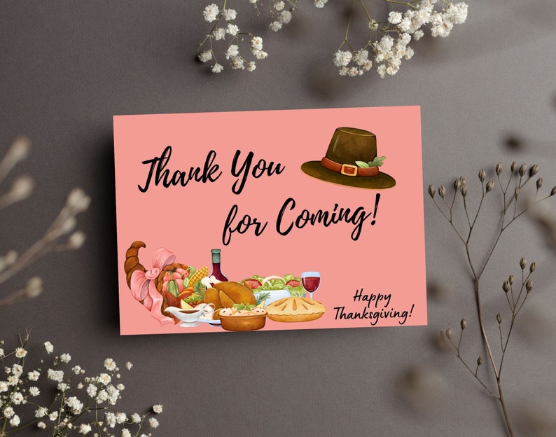 EDITABLE and Printable Thanksgiving Potluck Event Thank You Flat Cards ...