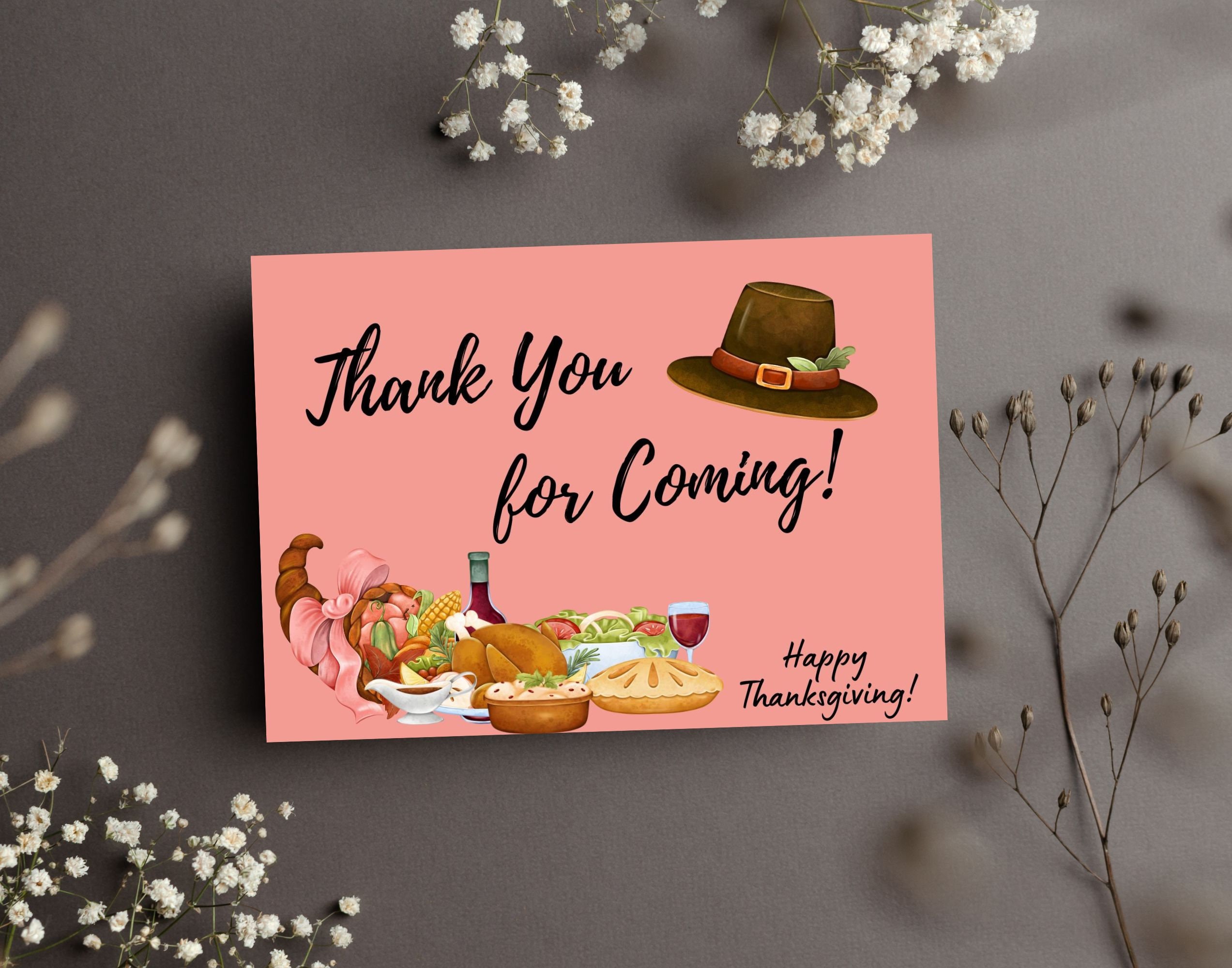 EDITABLE and Printable Thanksgiving Potluck Event Thank You Flat Cards ...