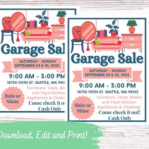 Editable and Printable Garage Sale Event Flyer Template, Instant ...