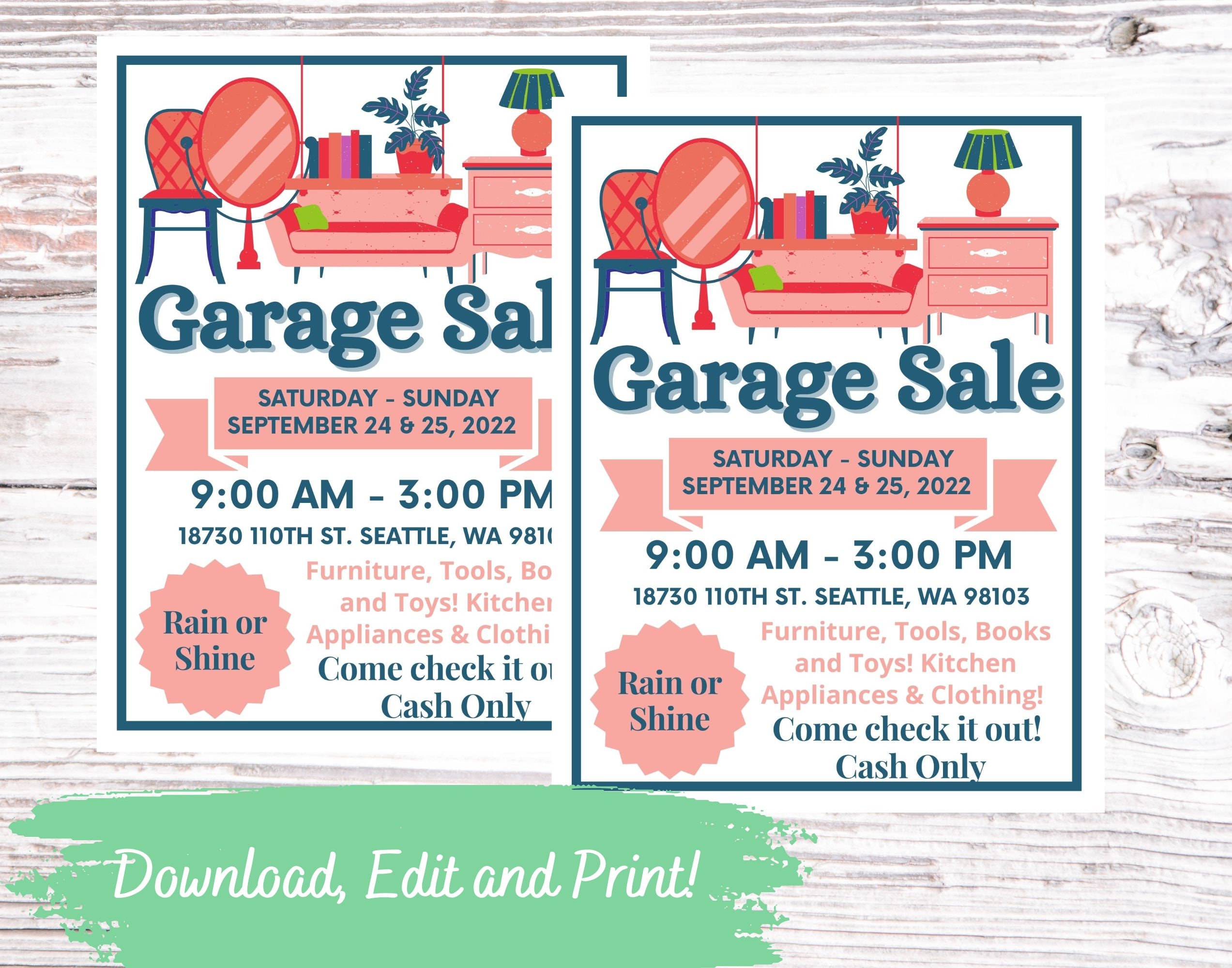 Editable and Printable Garage Sale Event Flyer Template, Instant ...
