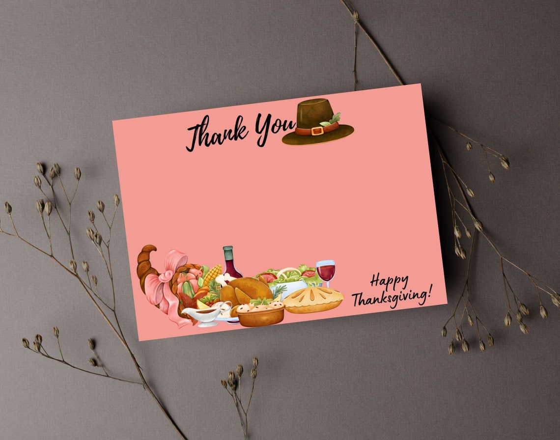 EDITABLE and Printable Thanksgiving Potluck Event Thank You Flat Cards ...