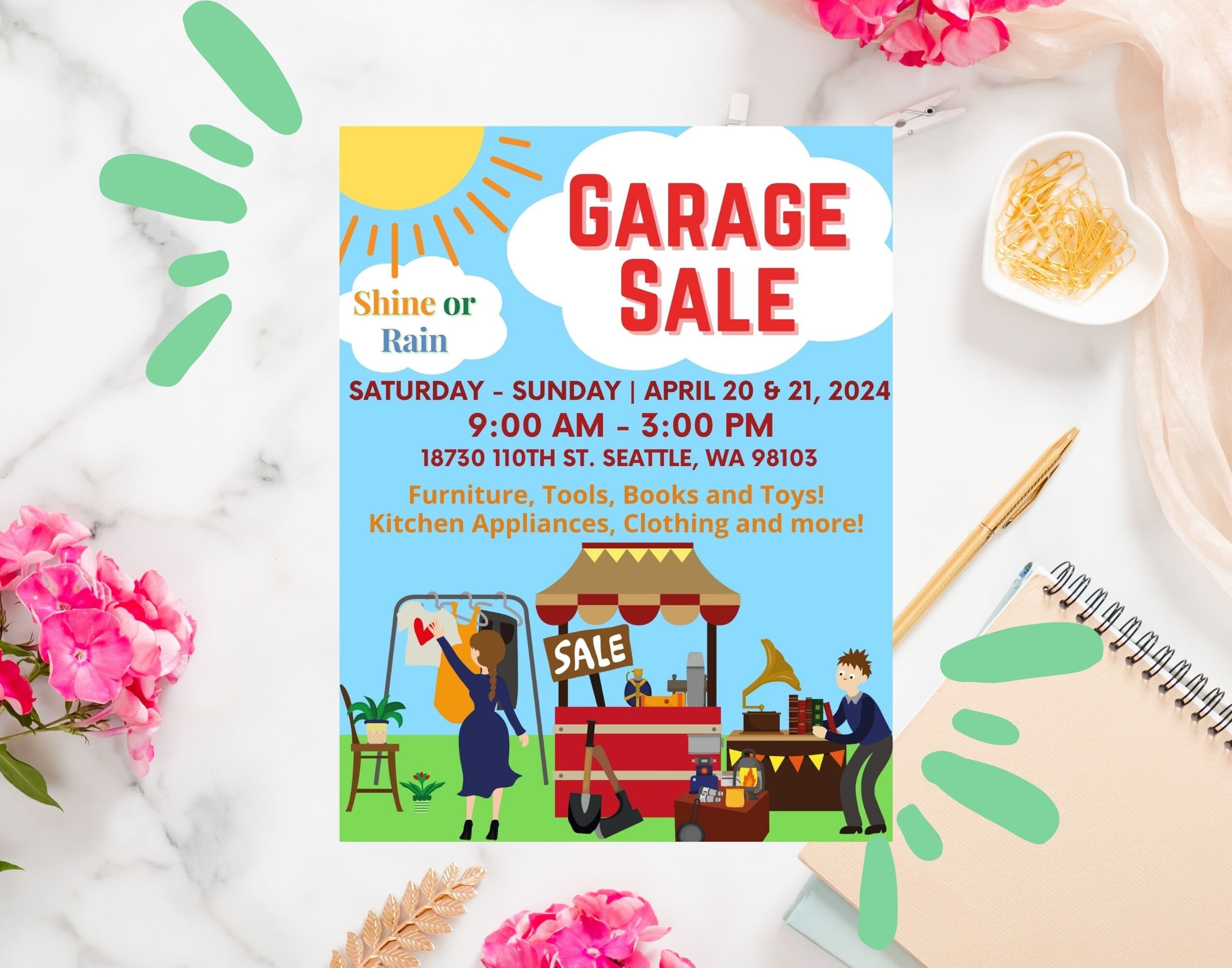 Garage Sale Announcement Flyer Template (editable and Printable Digital ...