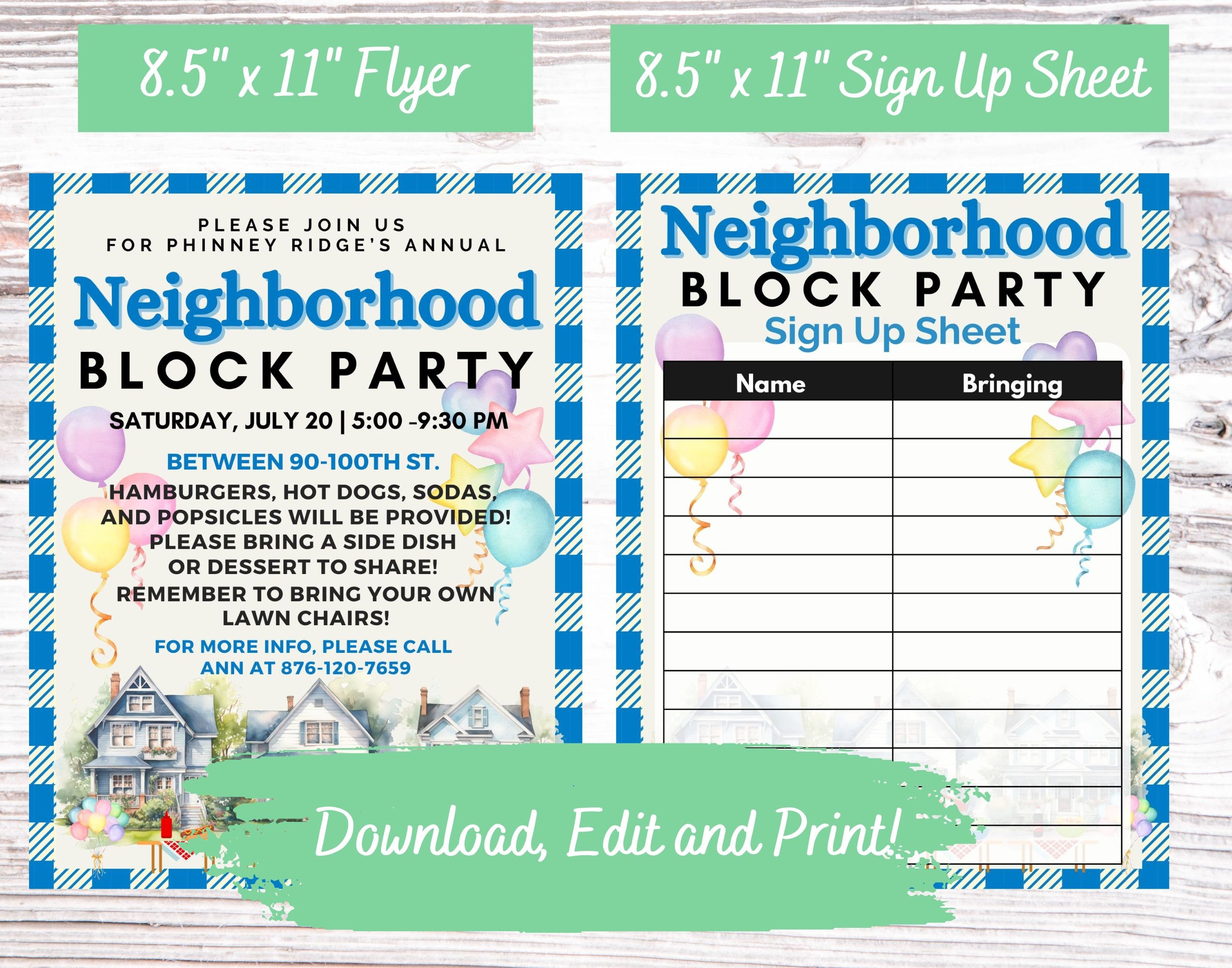 Neighborhood Block Party Flyer and Sign up Sheet Template Bundle ...