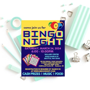 Bingo Night Event Invitation Flyer Template (editable and Printable ...