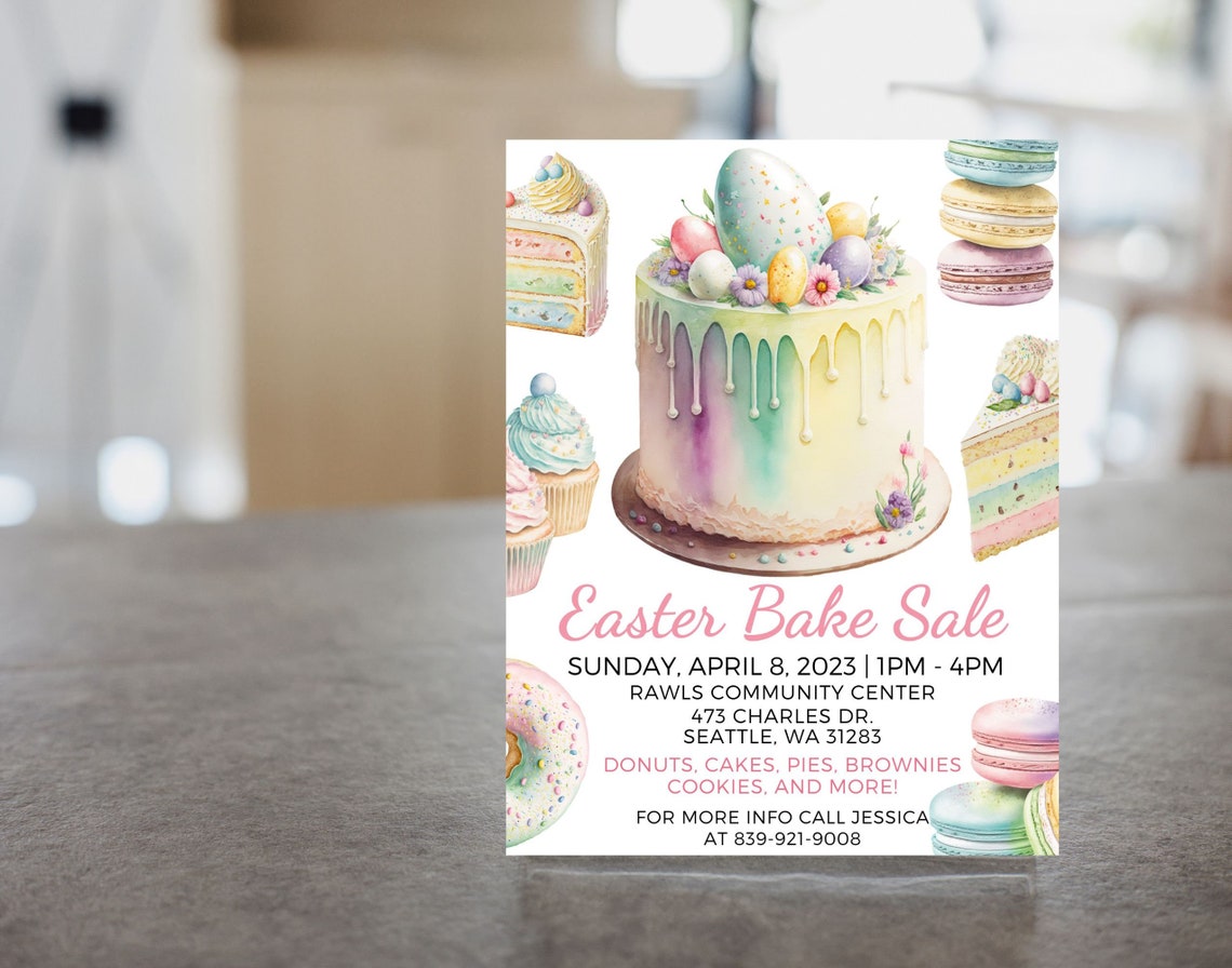 EDITABLE and Printable Easter Bake Sale Flyer Template, Instant ...