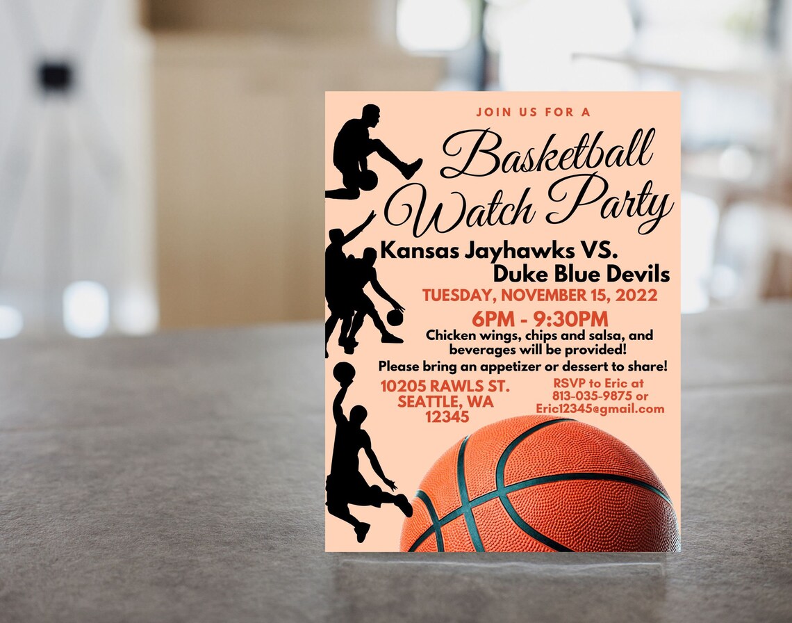 Editable and Printable Basketball Watch Party Invitation Flyer Template ...