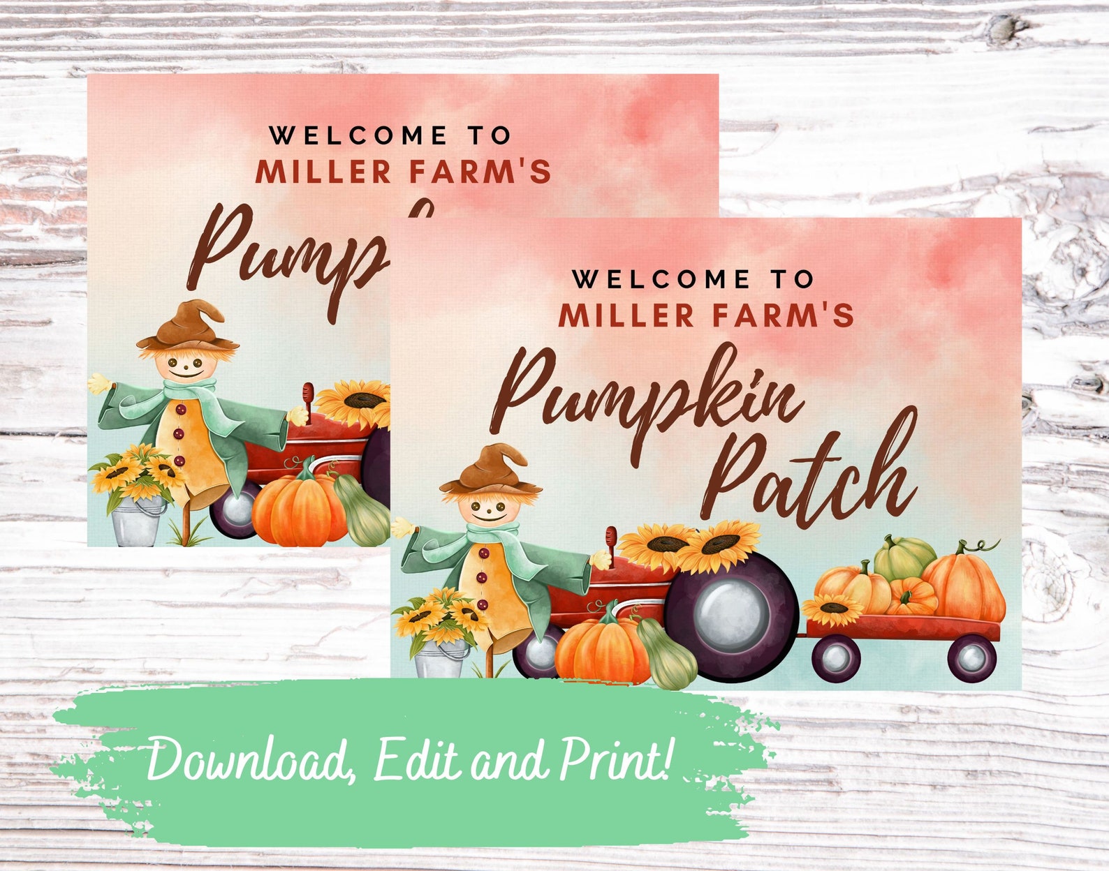 Editable and Printable Fall Pumpkin Patch Yard Sign Template, Instant ...