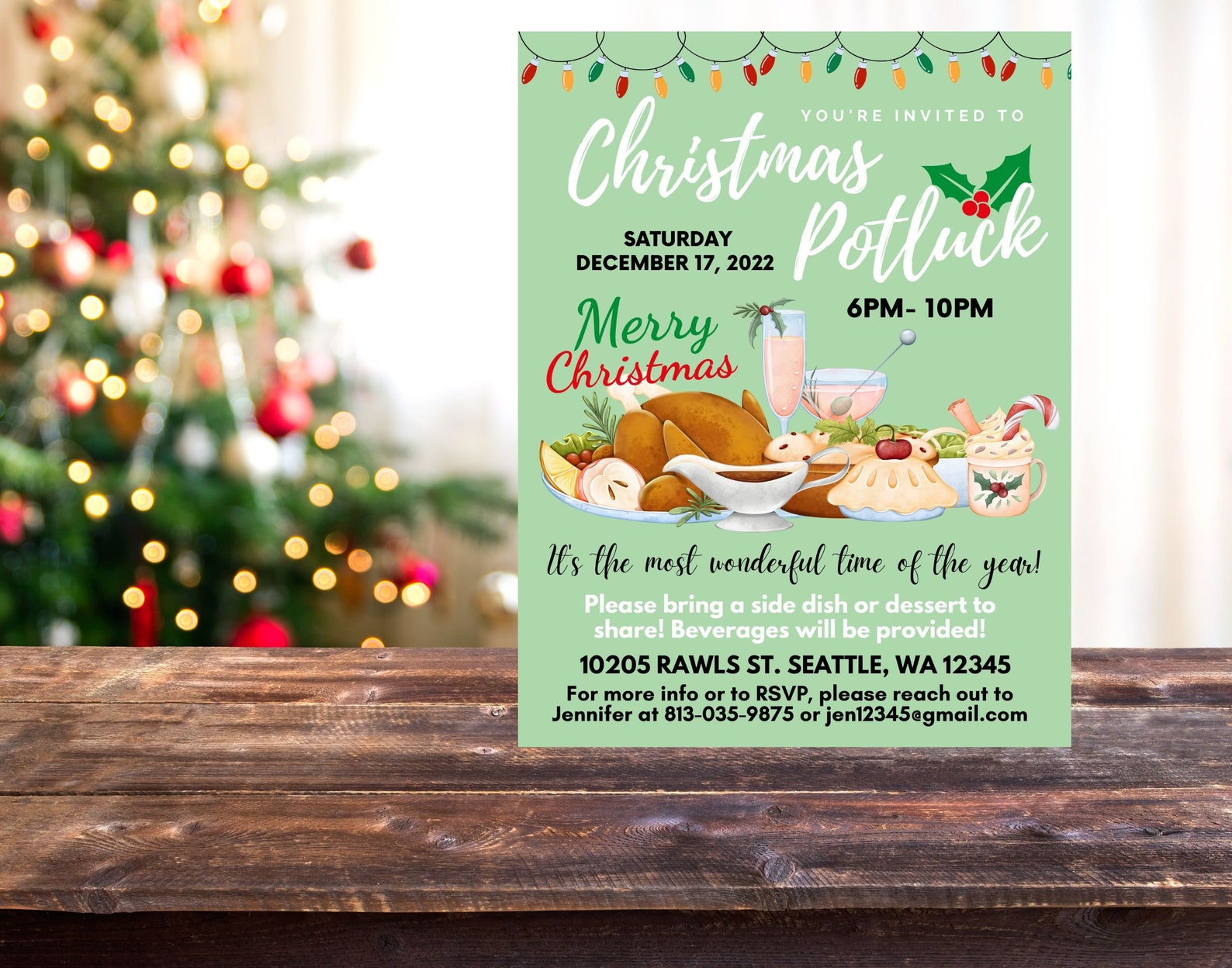 EDITABLE and Printable Christmas Potluck Invitation Flyer Template ...