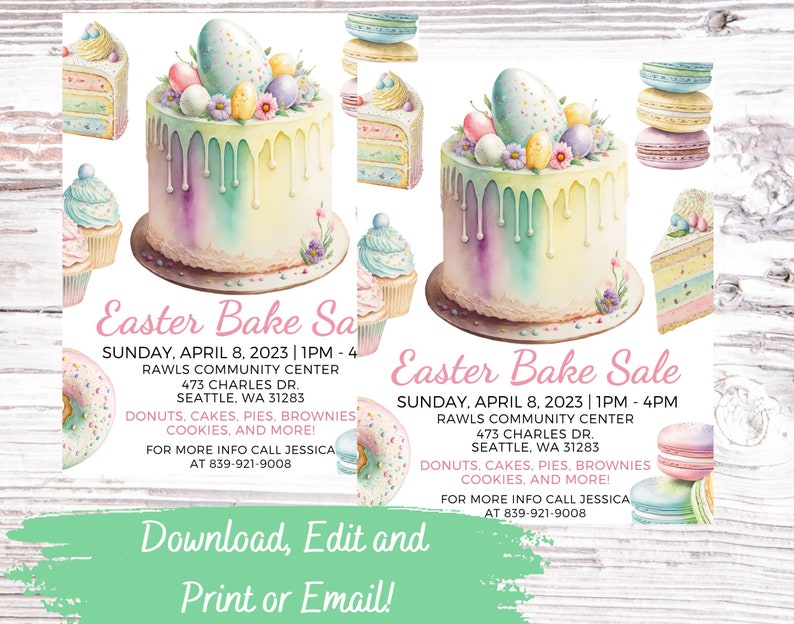EDITABLE and Printable Easter Bake Sale Flyer Template, Instant ...