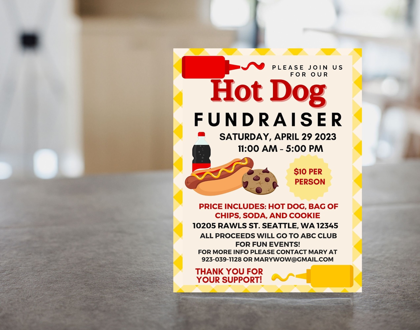 EDITABLE and Printable Hot Dog Fundraiser for Organization Flyer ...