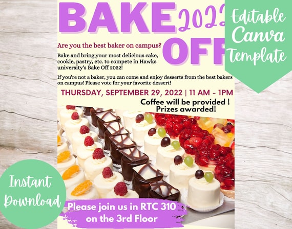 Editable and Printable Bake off Invitation Flyer Template for - Etsy