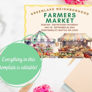 Farmers Market Flyer and Event Sign Template Bundle, Editable and ...