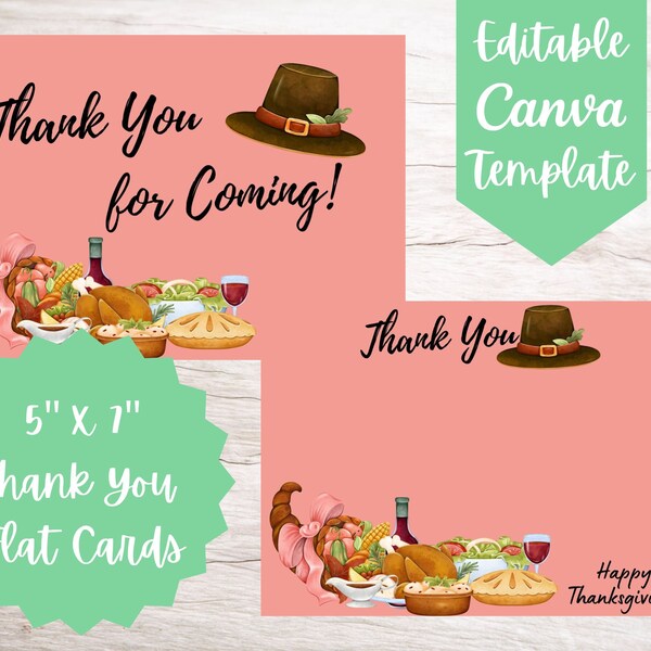 EDITABLE and Printable Friendsgiving Potluck Thank You Flat Cards ...