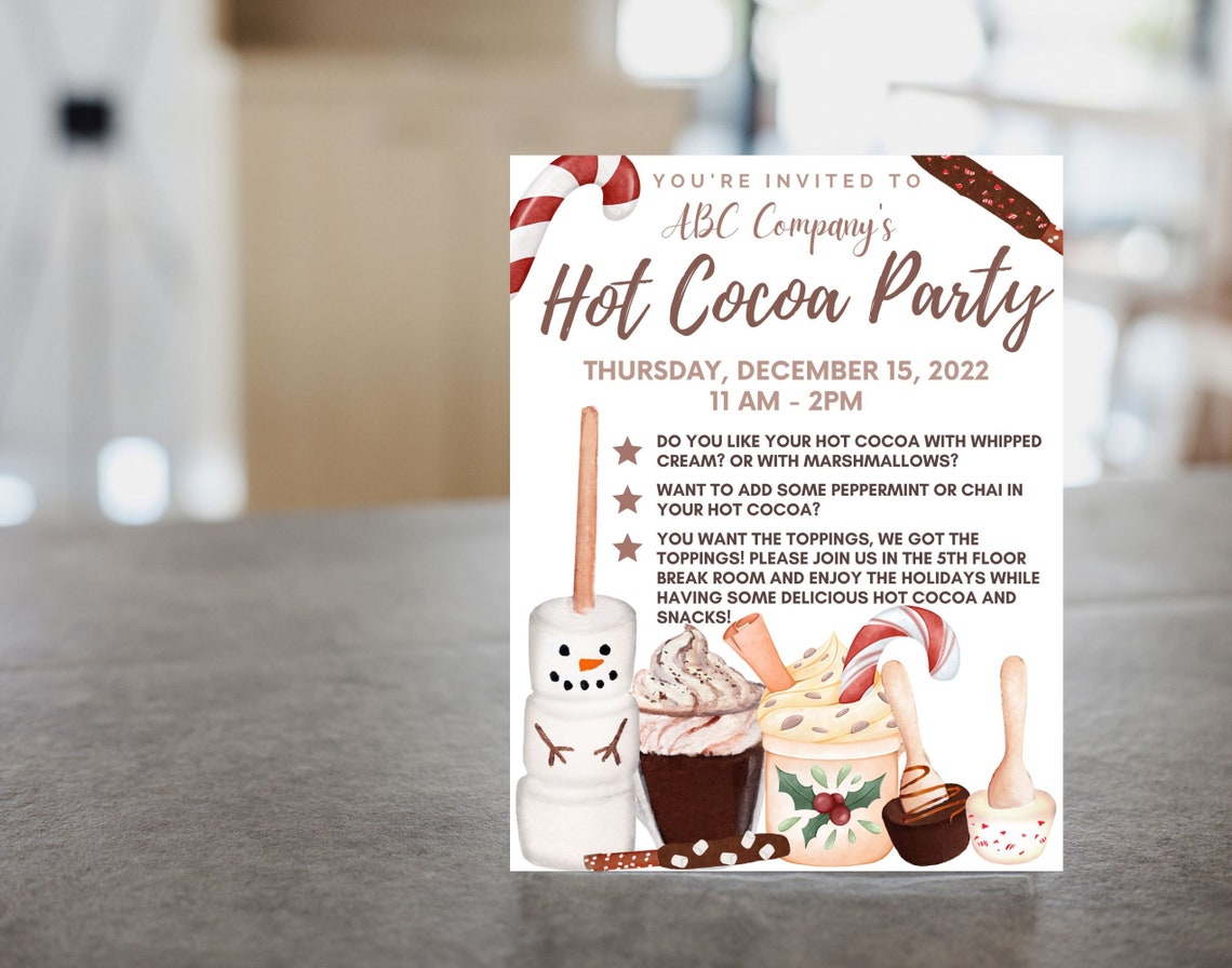 Editable and Printable Hot Cocoa Party Invitation Flyer Template ...