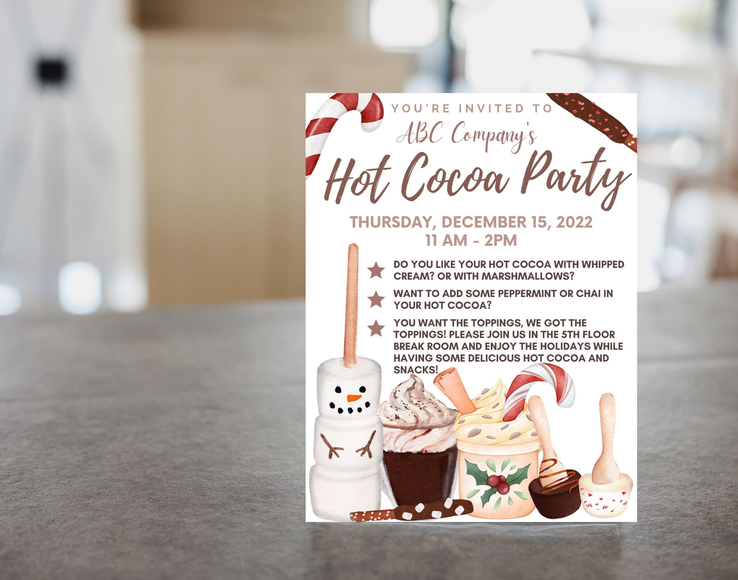 Editable and Printable Hot Cocoa Party Invitation Flyer Template ...