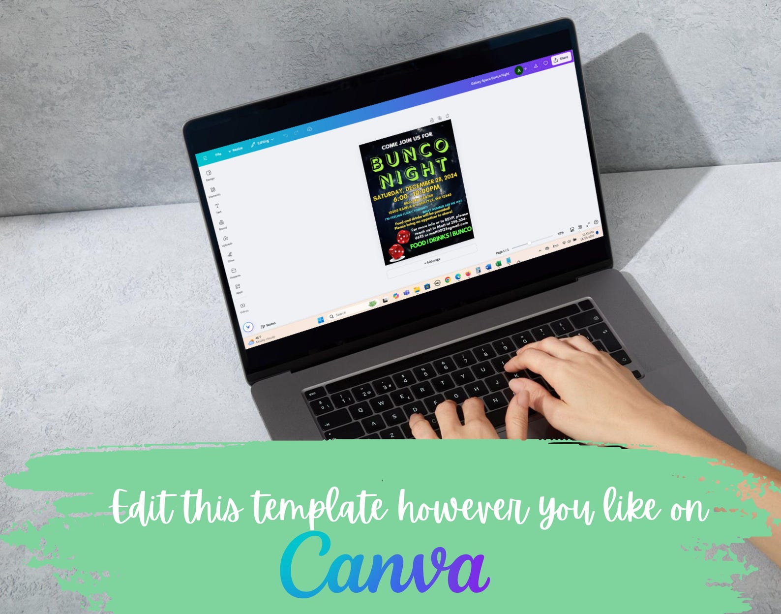 Galaxy Bunco Night Invitation Flyer Template, Editable and Printable ...