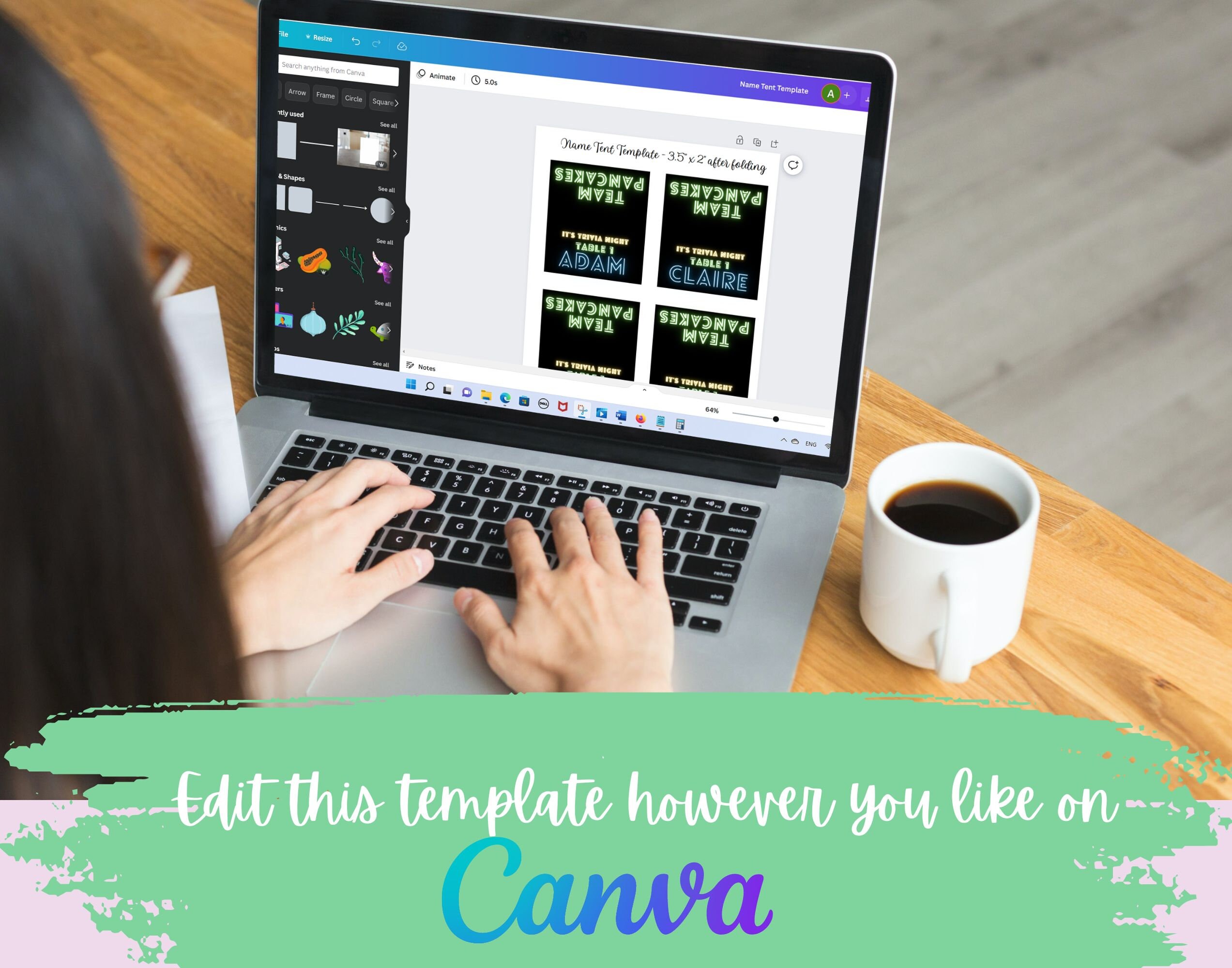 Editable Name Tent and Table Number Tent Trivia Night Template Bundle ...