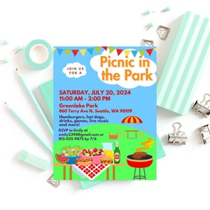 Summer Picnic in the Park Event Flyer Template, Editable and Printable ...