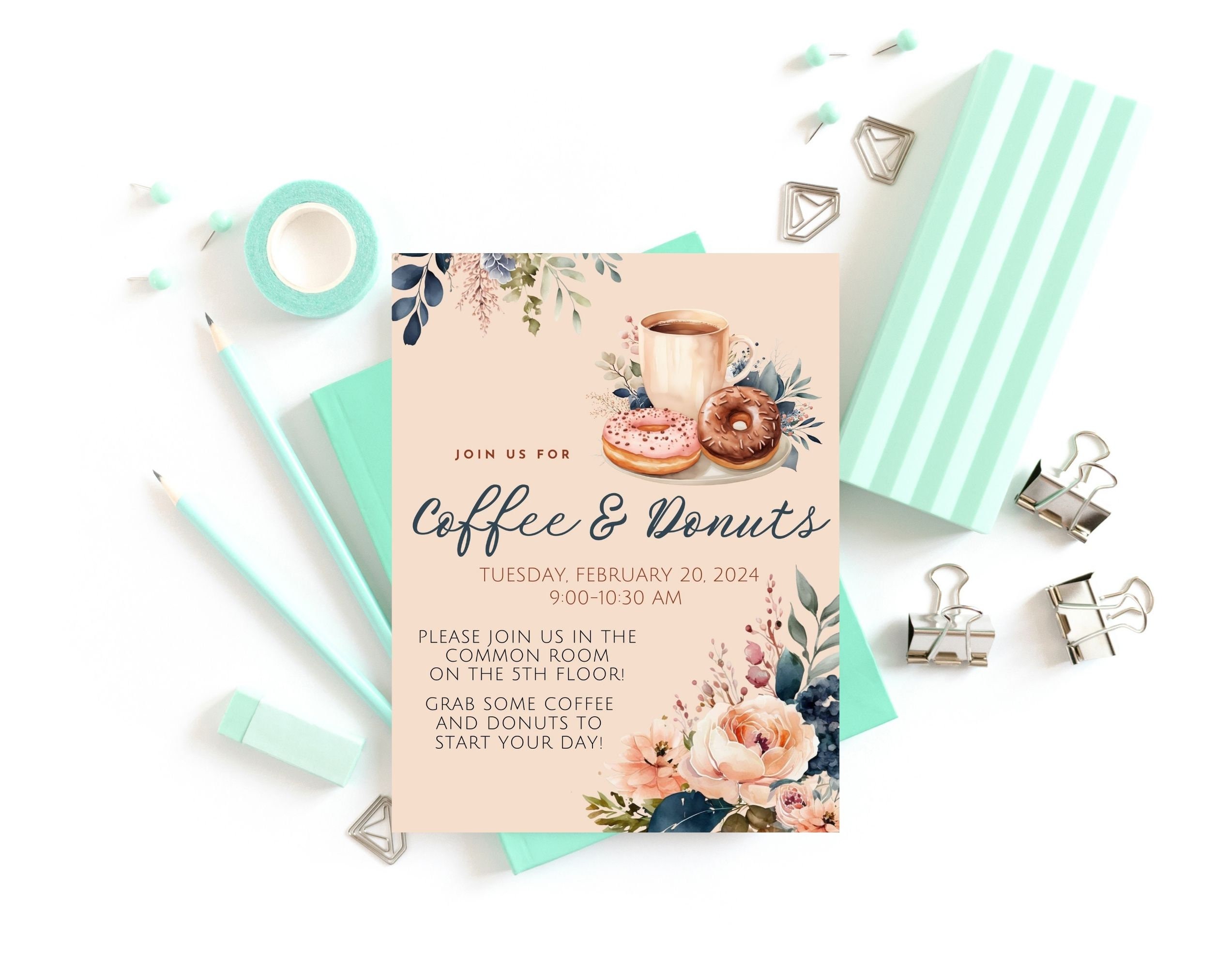 Coffee and Donuts Event Flyer Template (editable and Printable Digital ...