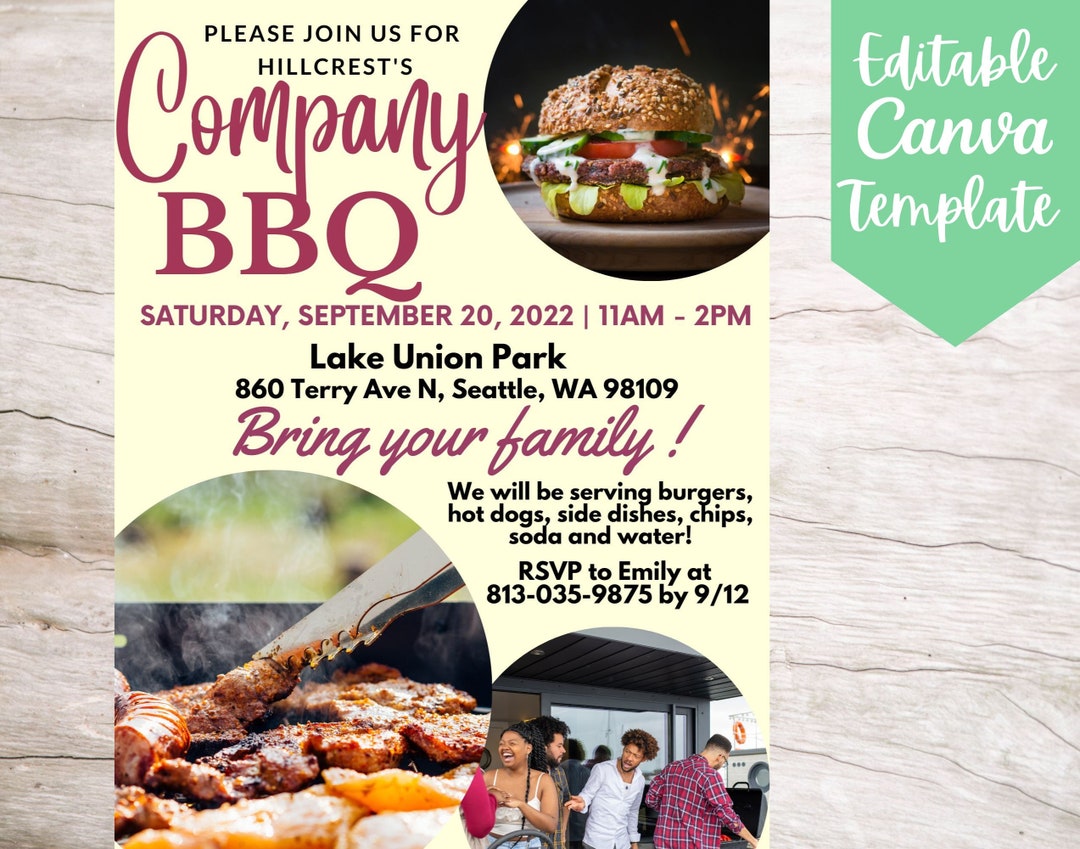 Editable and Printable Company BBQ Party Invitation Flyer Template ...