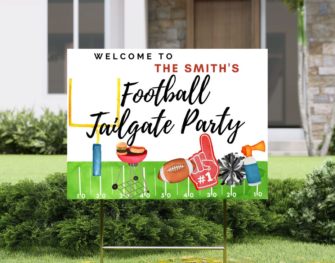 Editable and Printable Football Tailgate Party Yard Sign Template ...