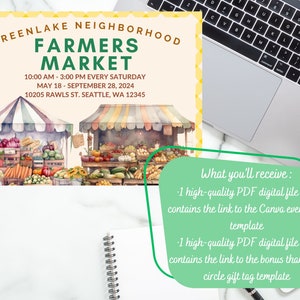 Farmers Market Event Sign Template, Editable and Printable Instant ...