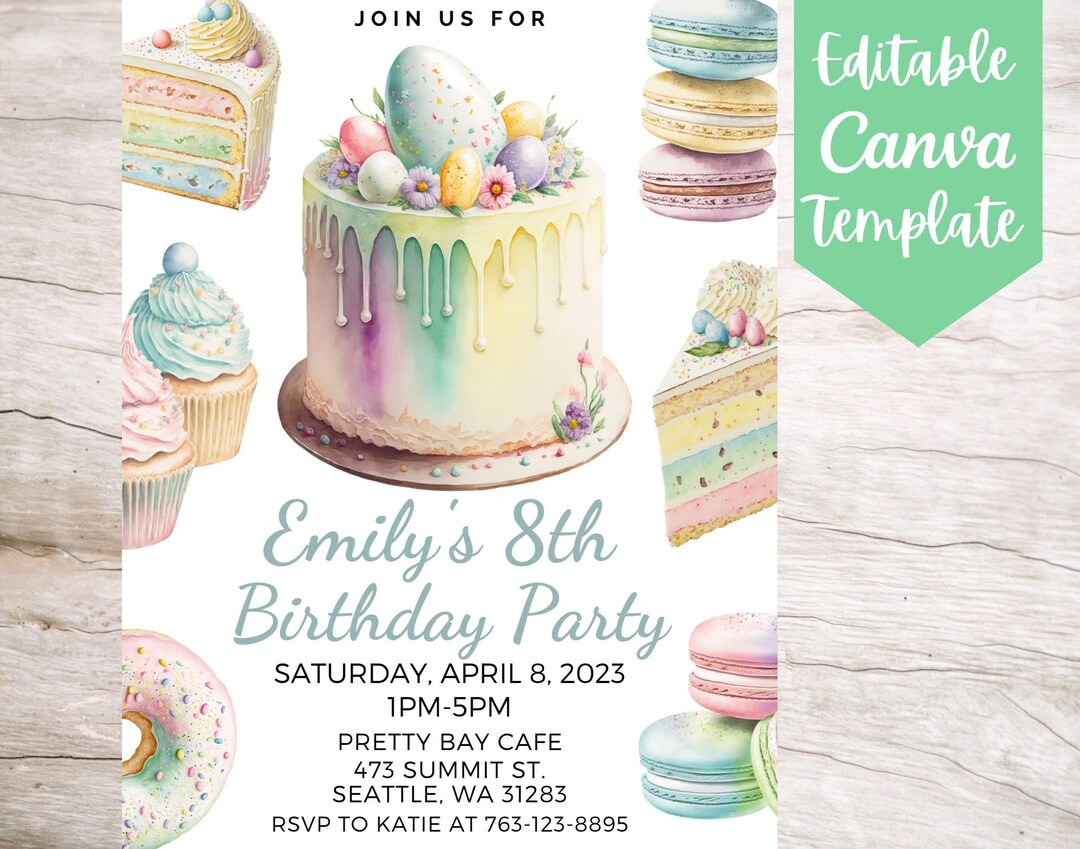 EDITABLE and Printable Colorful Birthday Invitation Flyer Template ...
