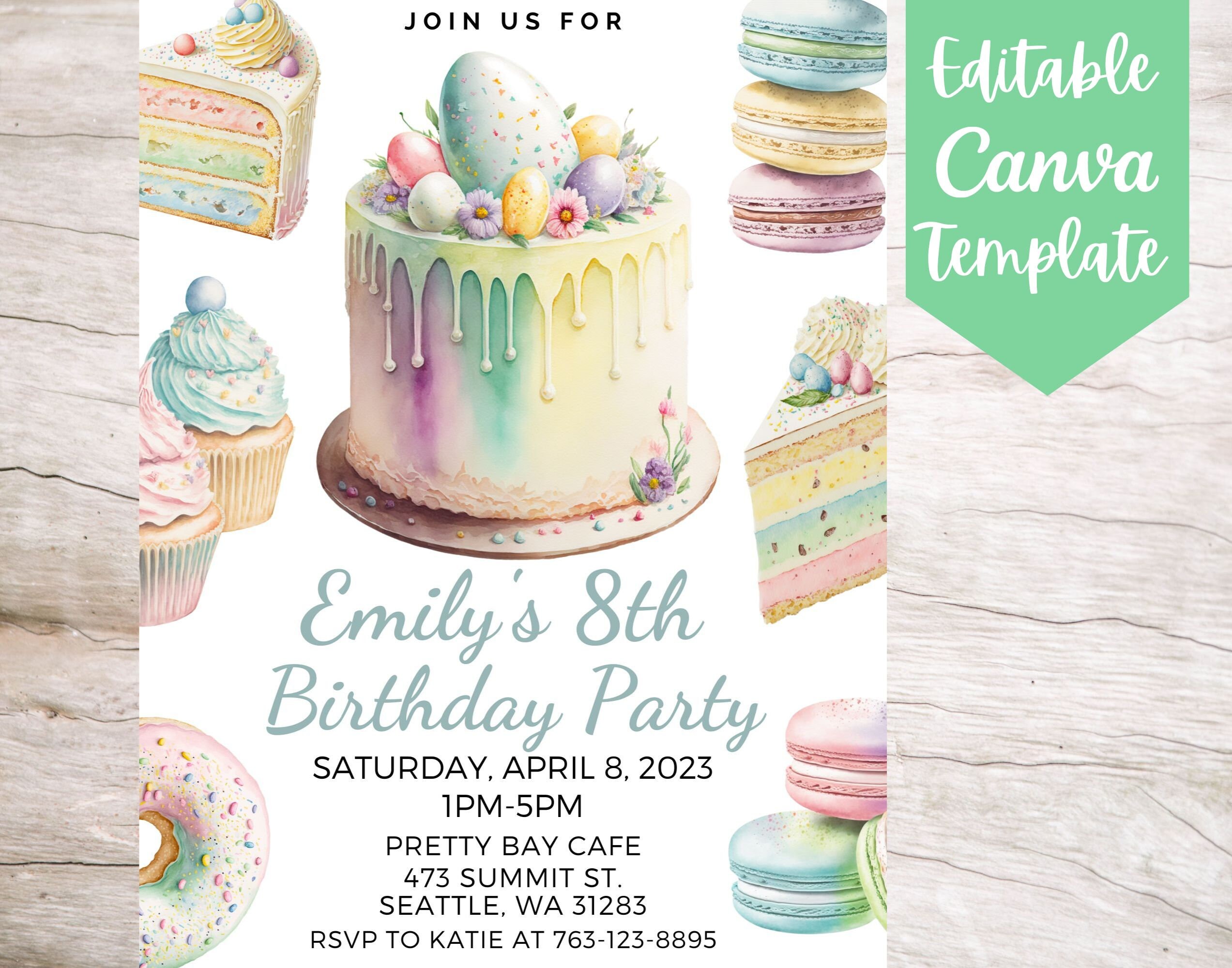 EDITABLE and Printable Colorful Birthday Invitation Flyer Template ...